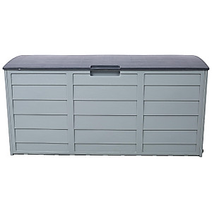 Lsuannai 75 Gallon Deck Box Outdoor Storage Box, Outdoor Cabinet w/Wheels & Side Handle, Waterproof Package Delivery Box with Lockable Lid for Patio Furniture, Garden Tools, Pool Supplies