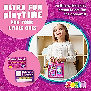 JOYIN Play-act Pretend Play Smart Phone, Keyfob Key Toy and Credit Cards Set, Kids Toddler Cellphone Toys, Toddler Birthday Gifts Toys for 1 2 3 4 5 Year Old