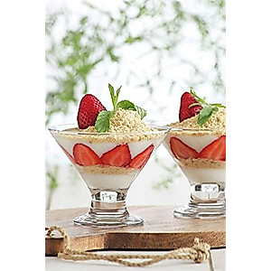 Vikko Clear Glass Footed Ice Cream Dessert Bowls | For Ice, Pudding, Fruit, and More â€“ 5.5 Ounce Dessert Cups â€“ Set Of 6 Thick Glass Serving Dishes