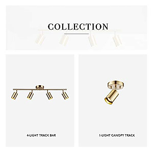 Globe Electric Pratt 4-Light Track Lighting, Matte Brass, Gold