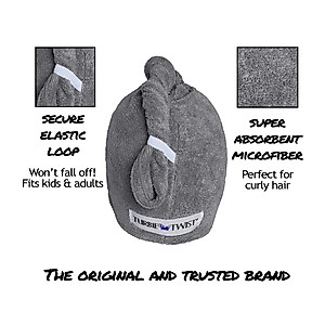Turbie Twist 2-Pack Microfiber Hair Towel for Beauty, Travel, Gifting - Hair Wrap Turban for Straight, Wavy & Curly Hair - Premium Hair Care - Grey & Blue