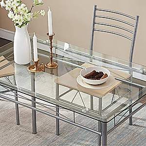 VECELO Kitchen Dining Table Sets for 4, 5 Piece Small Dinette with Chairs, Burnished Silver
