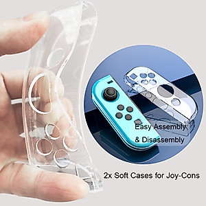Bealuffe Clear Case for Nintendo Switch Soft TPU Case Protective Cover for JoyCon Transparent Shock-Absorption Case