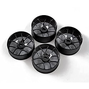 Abendor 4Pcs Metal 1/24 1/28 RC Car Drift Wheels, [2N+2W] 22mm 1/28 RC Car Drift Hubs for BBS Mini-Q HGD1 Mini-D DRZ Wltoys K969 K989 Rc Car Upgrade Parts (Black, 3.5 Degree)