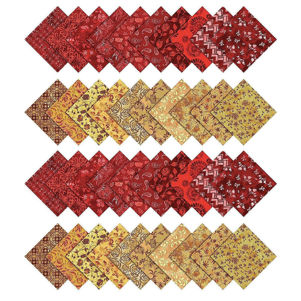 Soimoi 40Pcs Batik Print Cotton Precut Fabrics for Quilting Craft Strips 2.5x42inches Jelly Roll - Red