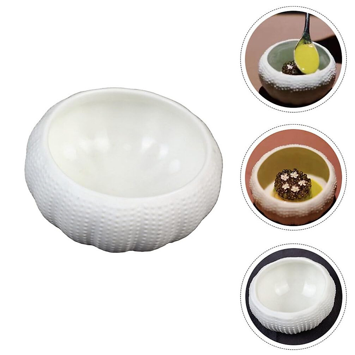 Angoily Ceramic Sea Urchin Bowl 2pcs Small Seasoning Bowl Kitchen Dipping Dish Restuarant Serving Bowl for Nuts Sauce Caviar Appetizer Ice Cream Snack Side Dishes Yogurt
