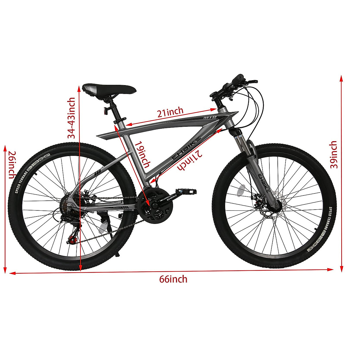 26'' Mountain Bike, 21 Speed Outdoor Snow Beach Bike, Full Suspension Adult Hybrid MTB Racing Bikes for Women Men, Comfort Complete Cruiser Bicycle, Lightweight City Commuter Road Cycling (J)