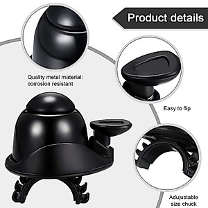 2 Pieces Bike Bell Adjustable Bike Ring Bell Aluminum Bike Ring Bicycle Bell Cycling Ringing Horn with Loud Sound Mini Bicycle Bell for Adults Kids Road Bike Mountain Bike Sports Bike (Black)