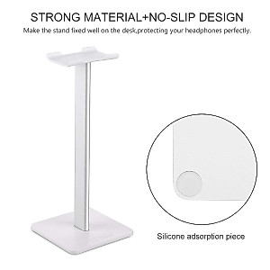 Link Dream Headphone Stand Headset Holder Gaming Headset Holder with Aluminum Supporting Bar Flexible Headrest Anti-Slip Earphone Stand for All Headphones, White