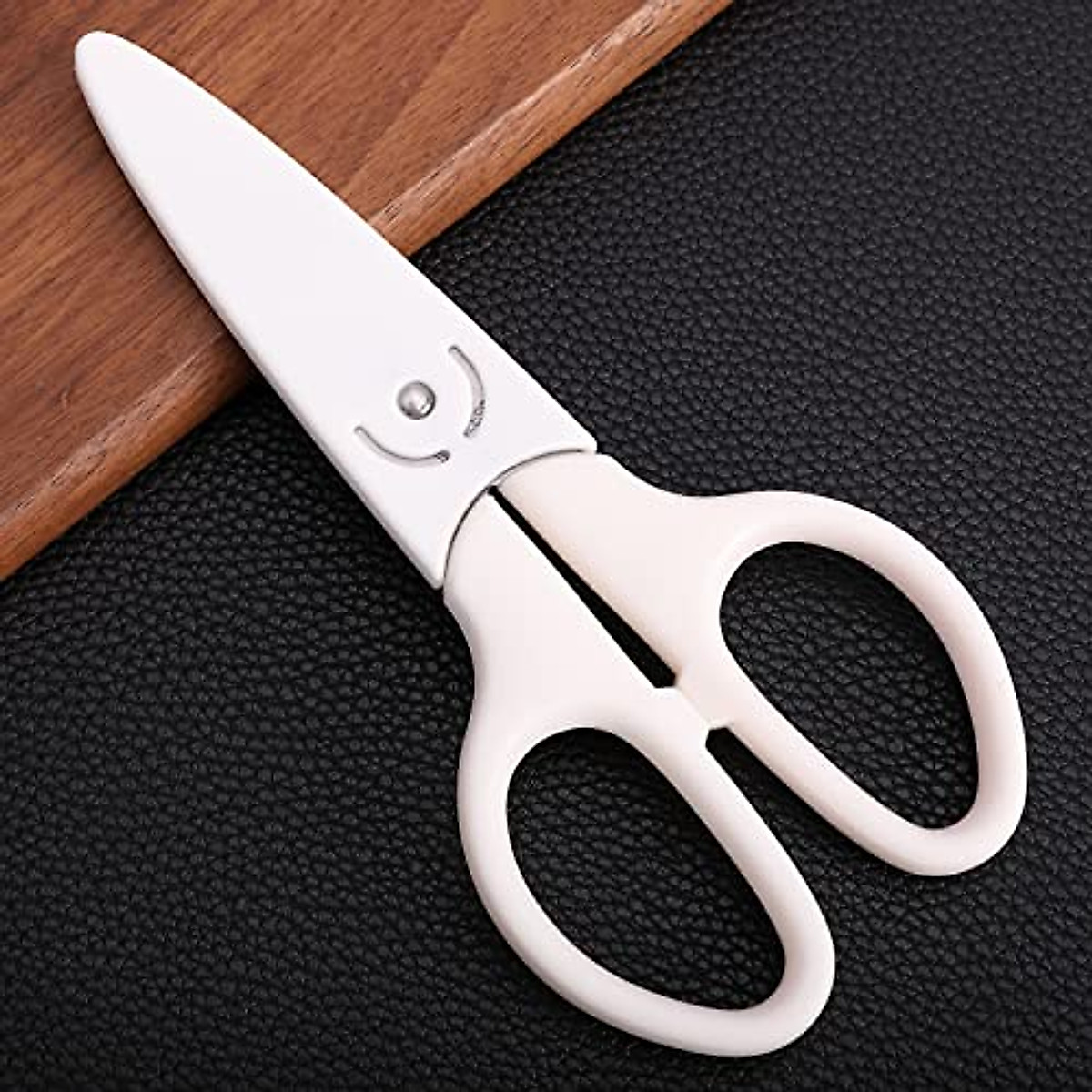 HITOPTY White Multipurpose Scissors, 6in Straight Sturdy Sharp Scissors for Office School Student Home General Use Sewing Fabric Craft Supplies with Cover