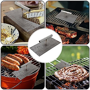 INOOMP Metal Burger Press Grill Press Handle Burger Press Rectangle Grill Press Kitchen Burger Maker Griddle Accessories Kit for Flat Top Griddle Grill Cooking 20 * 10cm