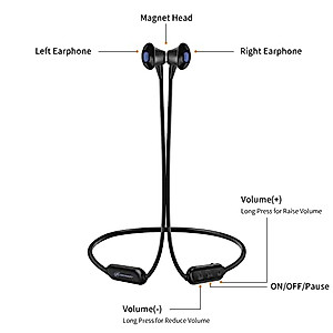 Neckband Bluetooth Headphones, 10Hrs Playtime V5.0 Wireless Headset, Noise Cancelling Earbuds/Mic for Running Sport Compatible with iPhone Samsung Android
