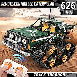 General Jim's 360 Degree Remote Control Crawler Monster Truck Vehicle with Remote Phone App Controlled Modular Building Blocks Bricks Vehicle 625 Piece Toy Building Set - for Teens and Adults