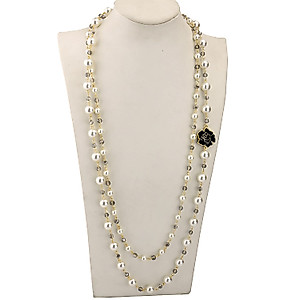 Designer Imitation Pearl Necklace Hollow flowers layered Necklace