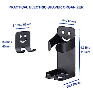Electric Razor Holder Wall Mounted Self Adhesive Razor Hanger, Stainless Steel Electric Shaver Holder Utility Storage Electric Shaver Bathroom Shower Storage Organizer,Gift for Men,Dad,Grandpa,Black
