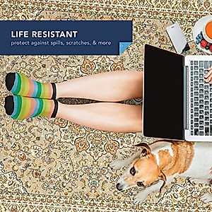 My Magic Carpet Washable Rug - Non-Slip, Stain Resistant, Waterproof, Foldable - 1 Piece Accent Living Room & Bedroom Area Rug - Pet & Kid Friendly (Kenya Beige, 2.5X7 ft)