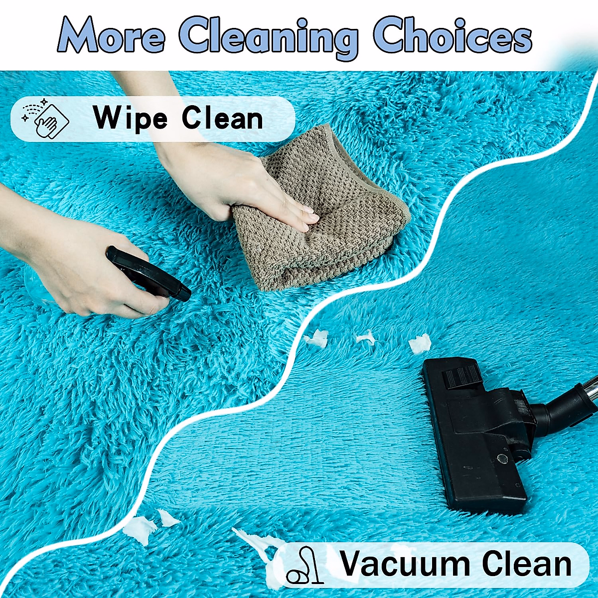 Super Soft Fluffy Rug for Living Room Bedroom, Modern Shaggy Rug Fuzzy Kids Rug for Living Room, Plush Indoor Nursery Classroom Home Decor Bedside Rug with Non-Slip Bottom, Teal Blue, 4 X 6 Feet