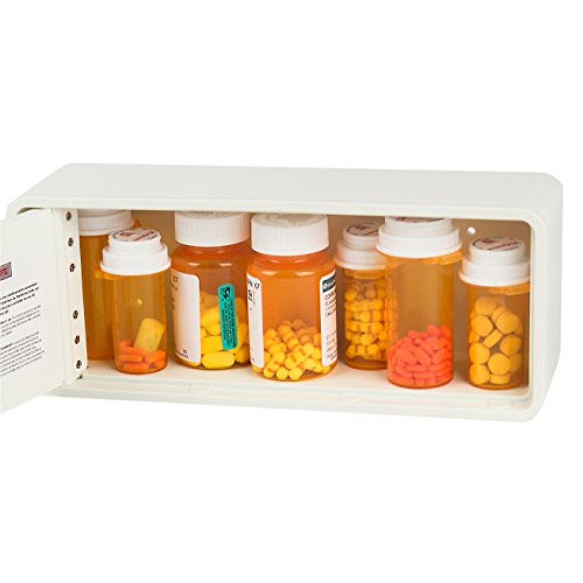 MEDICINE RX SAFE Medicine Safe-Barrel Key Lockbox, White