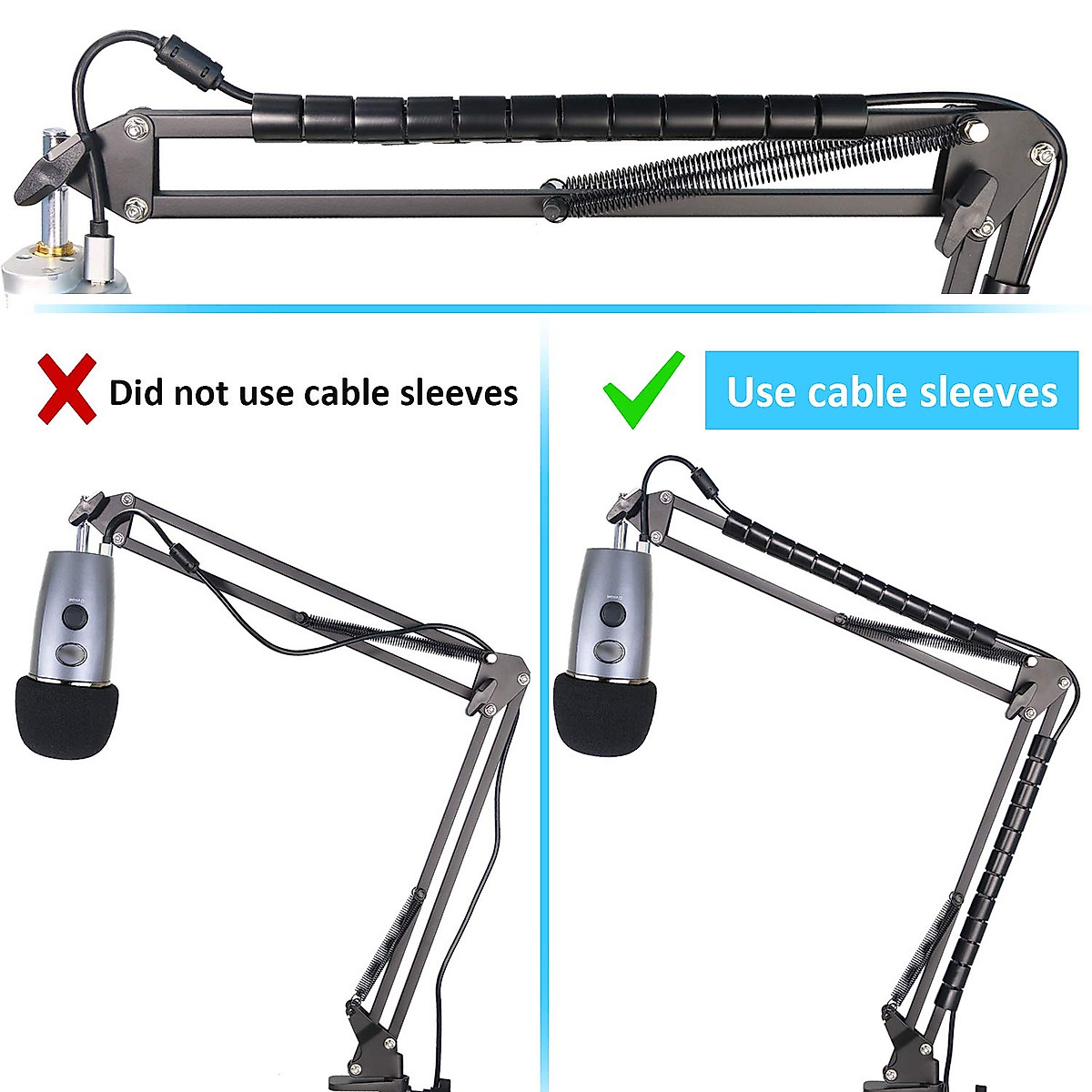 Yeti Nano Mic Boom Arm with Nano Pop Filter - Mic Suspension Boom Arm Stand and Windscreen Compatible with Blue Yeti Nano Microphone by YOUSHARES