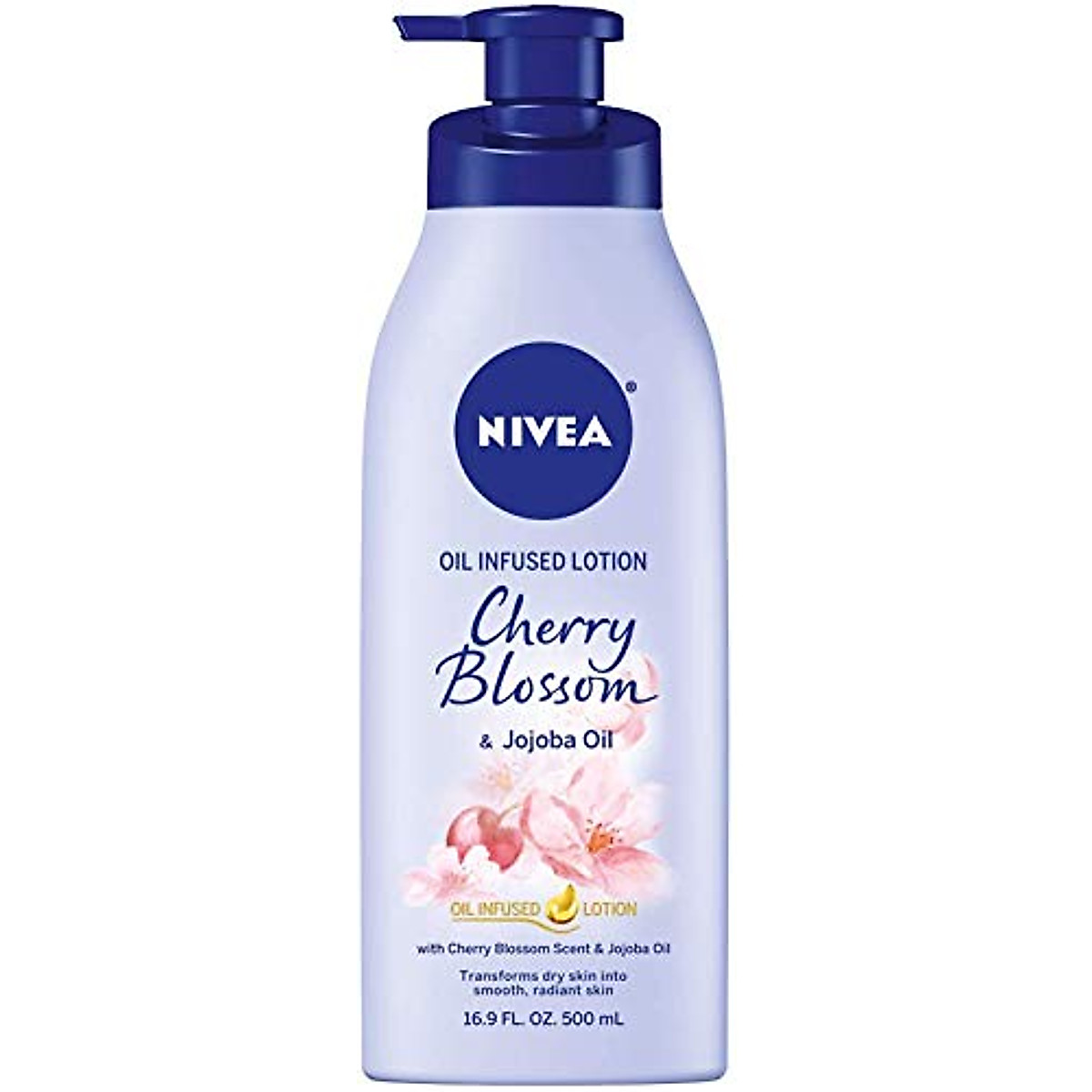 NIVEA Cherry Blossom and Jojoba Oil Infused Lotion, Moisturizing Body Lotion for Dry Skin, 16.9 Fl Oz Pump Bottle