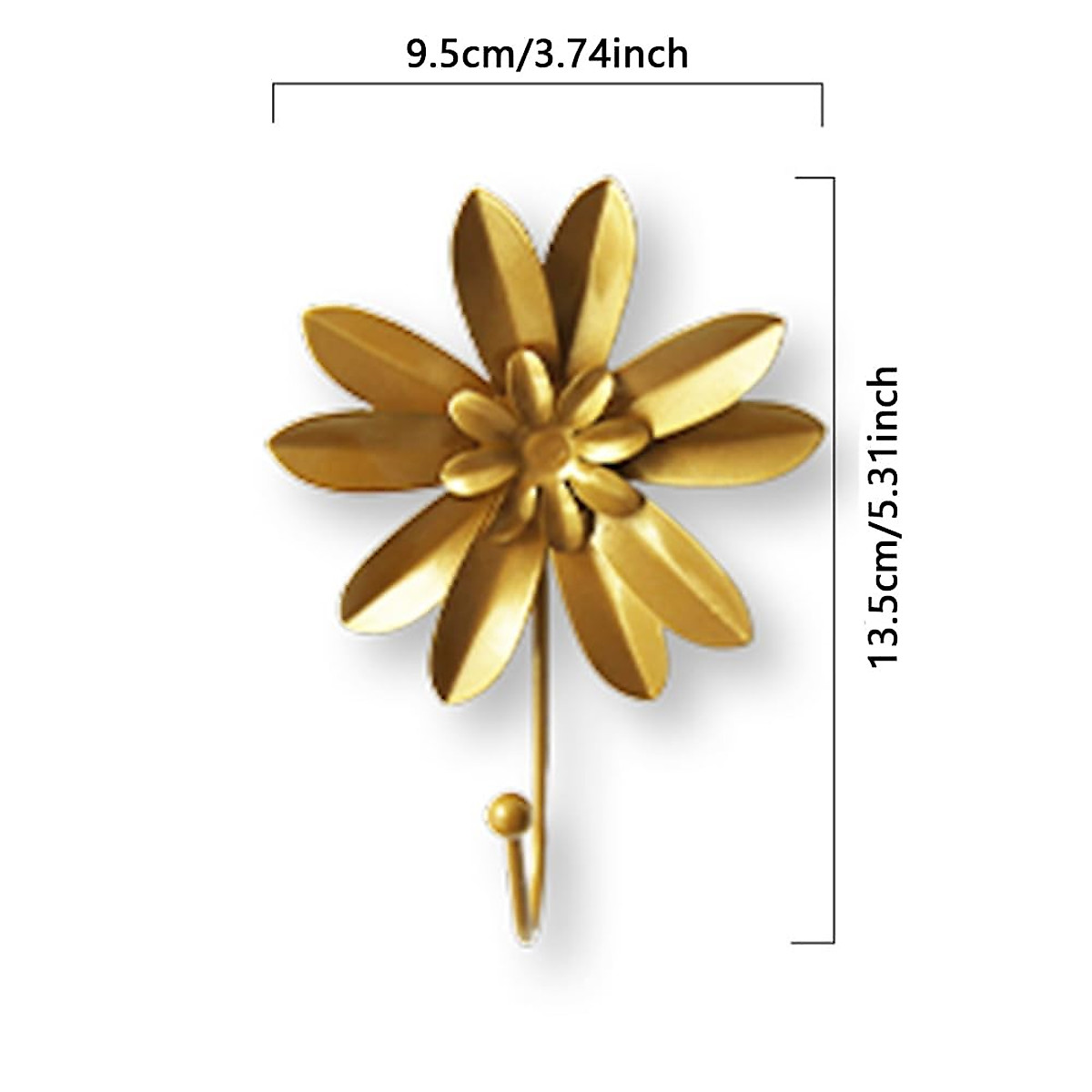 Sdjdhej Golden Flower Single Hooks, 4Pcs Flower Retro Style for Room Wall Mounted Decoration, Coat Hat Scarf Hanging Entry Heavy Duty Hooks, Home Decor (C)