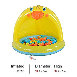 Shade Baby Pool, Sprinkle and Splash Play Pool, Outdoor Duck Bathtub of 39 Inches