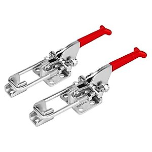 POWERTEC 2PK Toggle Clamp, 700 lbs Holding Capacity, 431 Adjustable U Bolt Latch w/Antislip Hand Grip for Woodworking Jigs & Fixtures, Smoker, Tire Carrier, Tool Box, Cabinet, Truck (20307-P2)