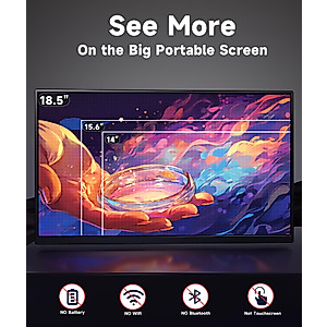 Ingnok 18.5 Inch Portable Monitor, 100% sRGB FHD Laptop Screen Extender USB C HDMI Portable Gaming Monitor w/Smart Cover & Speakers, External Monitor for Laptop Mac PC