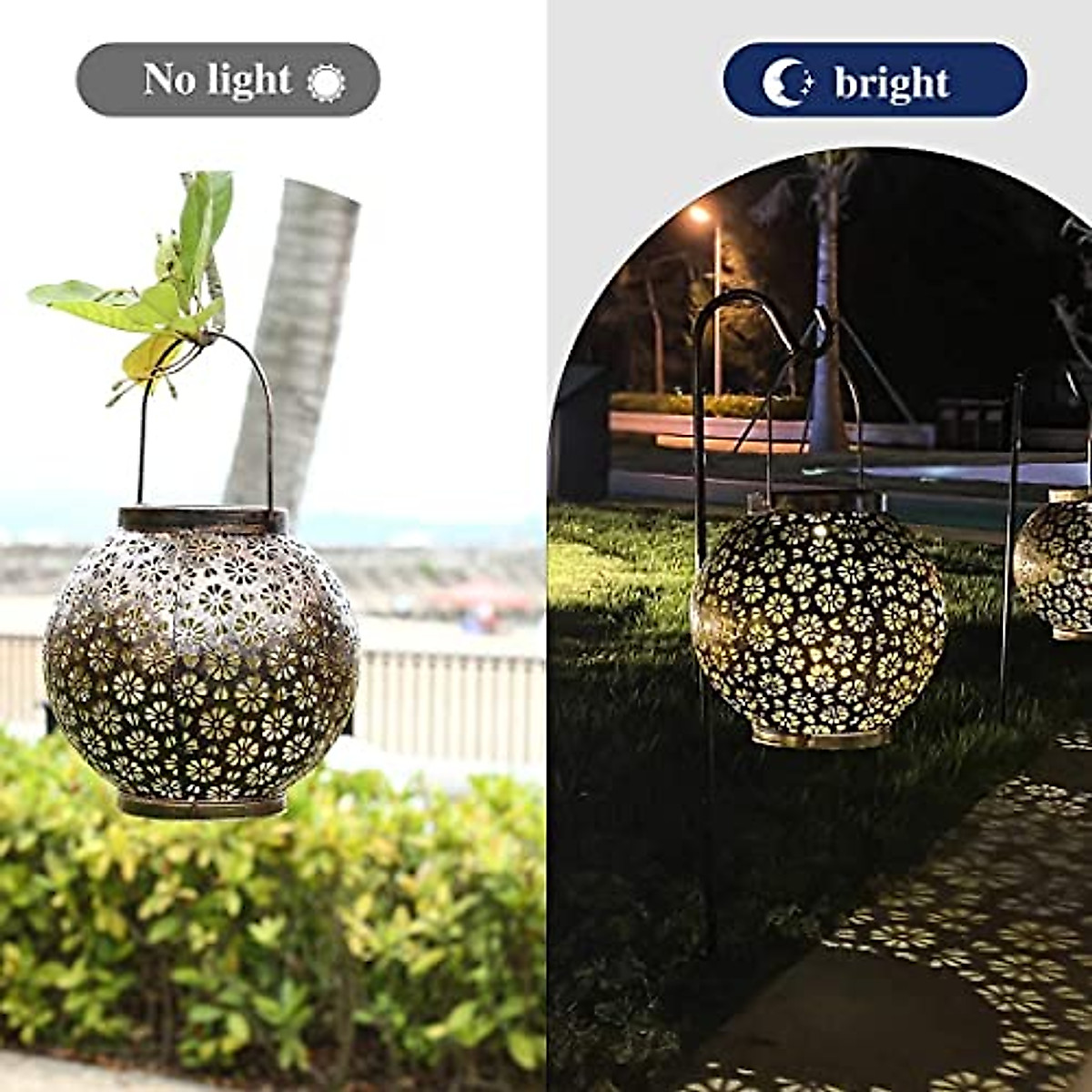 Solar Lantern Outdoor Hanging Lights 2022 New Version Largest and Brightnest Solar Lights Waterproof Metal Table Lamp for Garden, Yard, Tabletop, Patio, Lawn Decorative