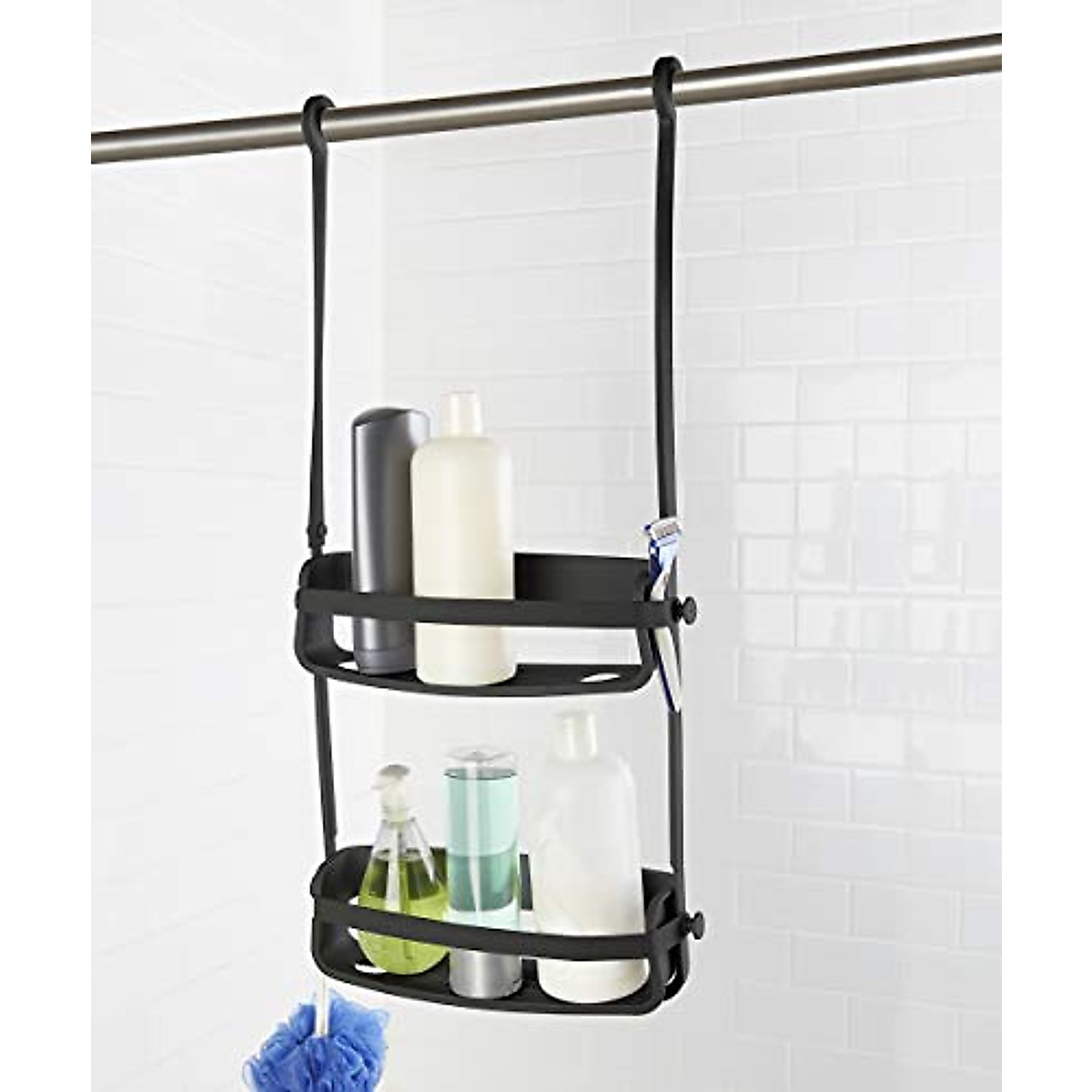 Umbra Flex Hanging Shower Caddy, Bathtub Shelf and Bathroom Organizer, Black
