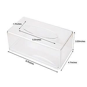 2 Pack Tissue Box Cover, Clear Tissue Box Holder, Acrylic Tissue Box, Clear Plastic Napkin Case for Bathroom, Kitchen,Home,Rectangle