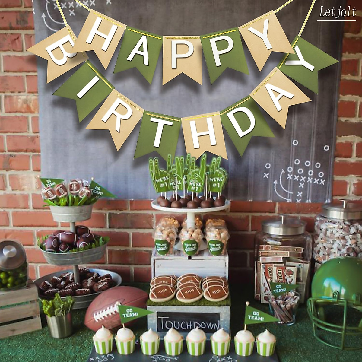 Brown Green Happy Birthday Banner Theme Birthday Party Supplies Handmade Garland Decorations Birthday Tropical Signs Nursery Hanging Decor 13pcs
