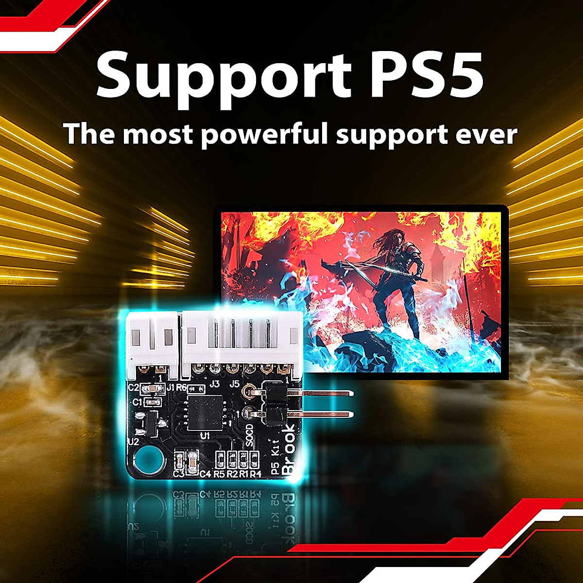 Brook UFB-UP5 Universal Fighting Board Upgrade Kit For PS5 Fighting Games - Small Size PCB Compatible with PS5 Wafer Connector included