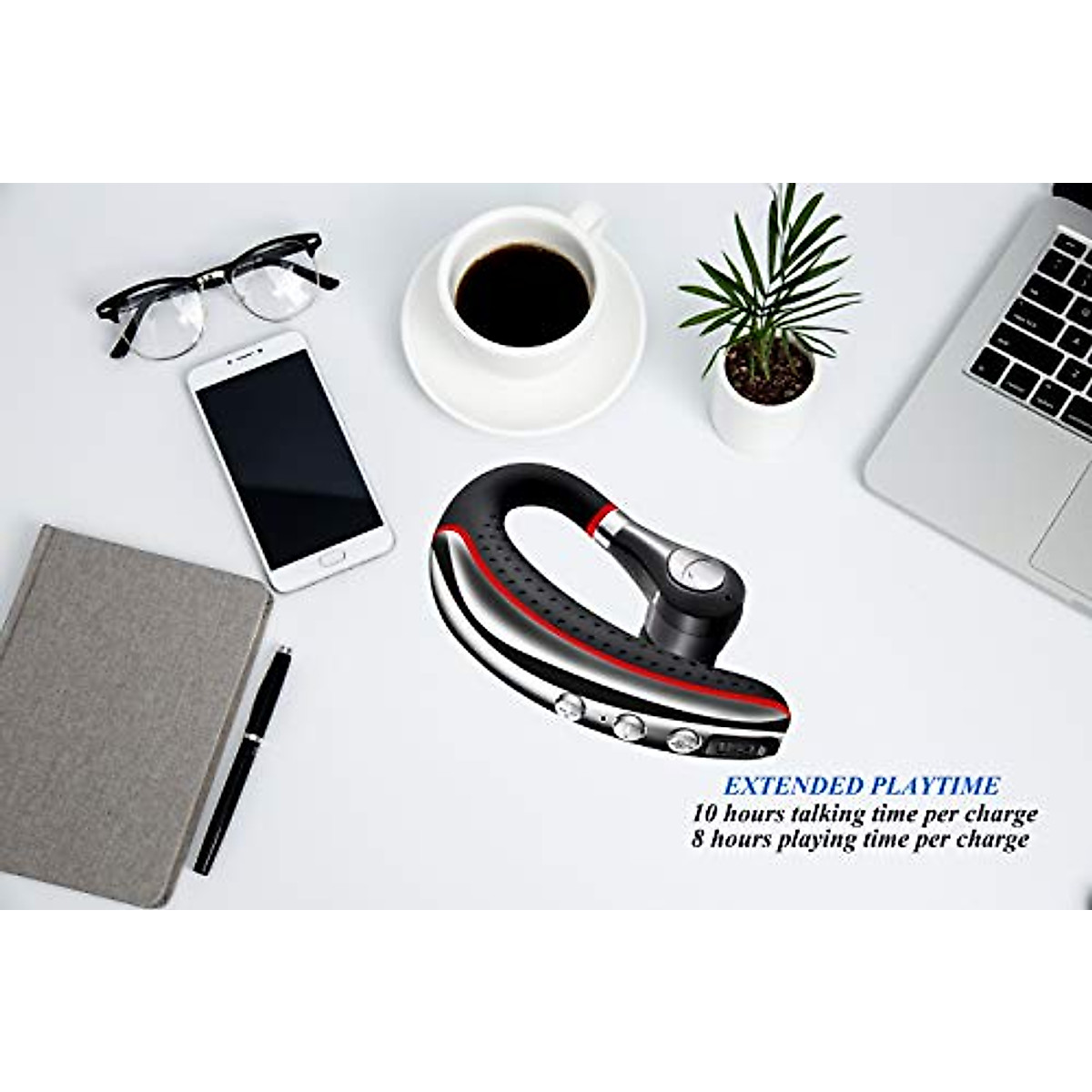 Bluetooth Headset 5.0,CANDEO High-Fidelity Audio Wireless Bluetooth Earpiece Hands Free Business Earphones with Noise Reduction mic,Compatible iPhone,Android Cell Phones Other Bluetooth-enabled Device