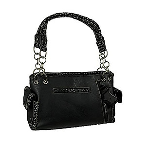 Rhinestone Skull Western Concealed Carry Handbag and wallet set (Black)