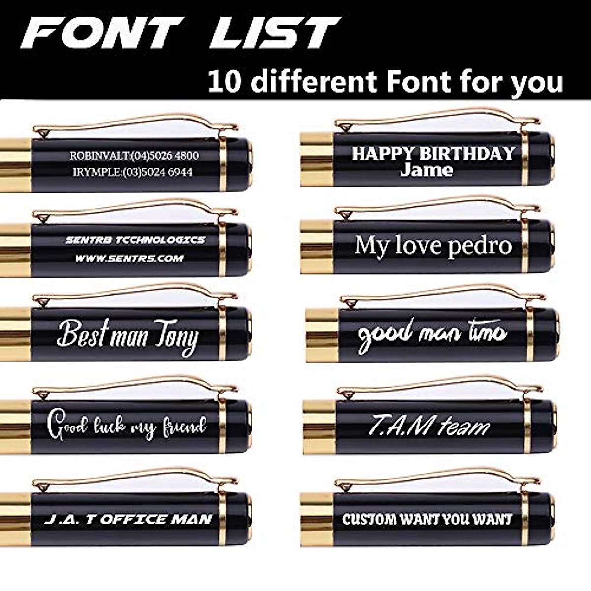 Ancolo Personalized Fountain Pen- Quality Pen Custom Engraved your own Name, Slogan,Logo,Company Team Name, Perfect for Writer, professor, Calligrapher, students-Metal Body Black ink Perfect for Bank