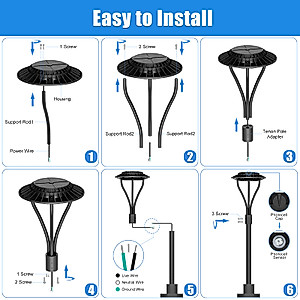 OPENLUX LED Post Top Light ETL DLC Listed 150W 120W 90W Adjustable Outdoor Pole Lights with Photocell IP65 Waterproof Post LED Fixture 5000K for Garden Yard Street Lighting