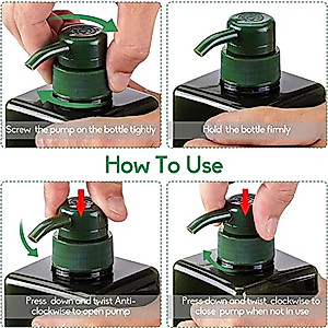 Amorettise 6 Pack Shampoo and Conditioner Dispenser Bottles, 4 Pack 22 Oz & 2 Pack 8 Oz Refillable Square Plastic Pump Bottles for Dispensing Lotions, Shampoo, Conditioner, Body Wash (Green)