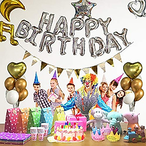 Artseen 30pcs Medium Paper Bags, 6 Colors Party Favor Goody Bag for Birthday Gift, Wedding and Party Celebrations (30 CT, 5.1 X 3.1 X 9.4 inches),with 36 pcs Colors Stickers. Polka Dot