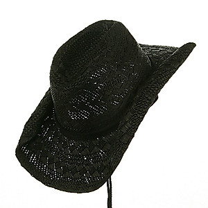 MG Ladies Straw Toyo Cowboy Hat (Black)