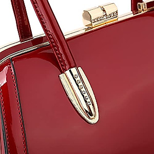 Style Strategy red purses patent handbags for women Top Handle with kiss lock Satchel Shoulder big bags leather crossbody for women