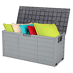 VINGLI 75 Gallon Outdoor Storage Box, Patio Deck Box Furniture with Lockable Design, Plastic Storage Containers with Lid for Garden | Pool | Balcony | Yard, Grey