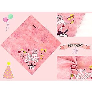 Elegant little tail Dog Bandanas - 1Pack Brithday Gift Washable Female Dog Scarf Square Dog Bib Kerchief Scarf Adjustable pet Bandana for Medium Large Girl Dogs