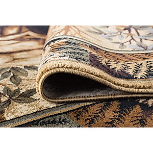 Fern Bear Novelty Lodge Pattern Beige Rectangle Area Rug, 8' x 10'