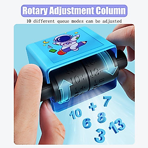 2Pcs Roller Digital Teaching Stamp, Addition and Subtraction Seal Arithmetic Artifact, Math Roller Stamp with Ink for School Teaching Supplies (2 Packs)