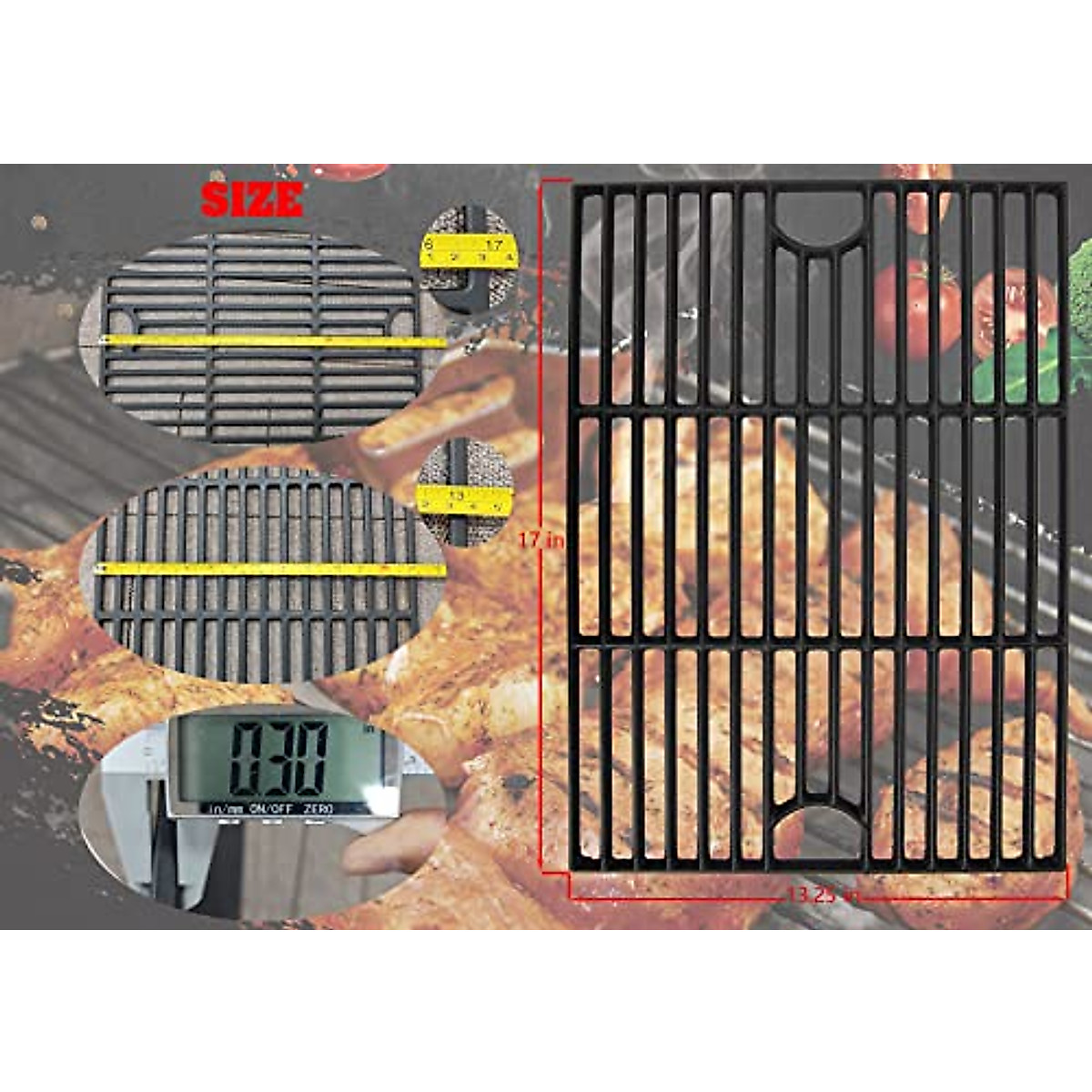 NAKAAOSIK Grill grates Replacement 17 inch - Compatible with for Nexgrill 4 720-0830H 720-0670A 720-0783E 720-0958A Nexgrill 5 720-0888N Replacement for Kenmore 41516106210 415.16106210