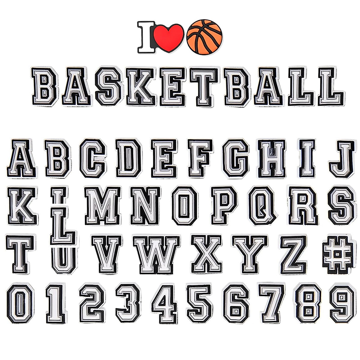 Costierna Basketball Shoe Charms for Croc, Basketball Sports With Letters Numbers Shoe Pins Decoration Charms Accessories for Kids Boys Teens Unisex