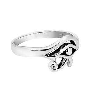 AeraVida Everyday Egyptian Eye of Horus .925 Sterling Silver Ring | Sterling Silver Rings Set Size 5-11 | Sterling Silver Rings for Women | Horus Rings for Women (11)