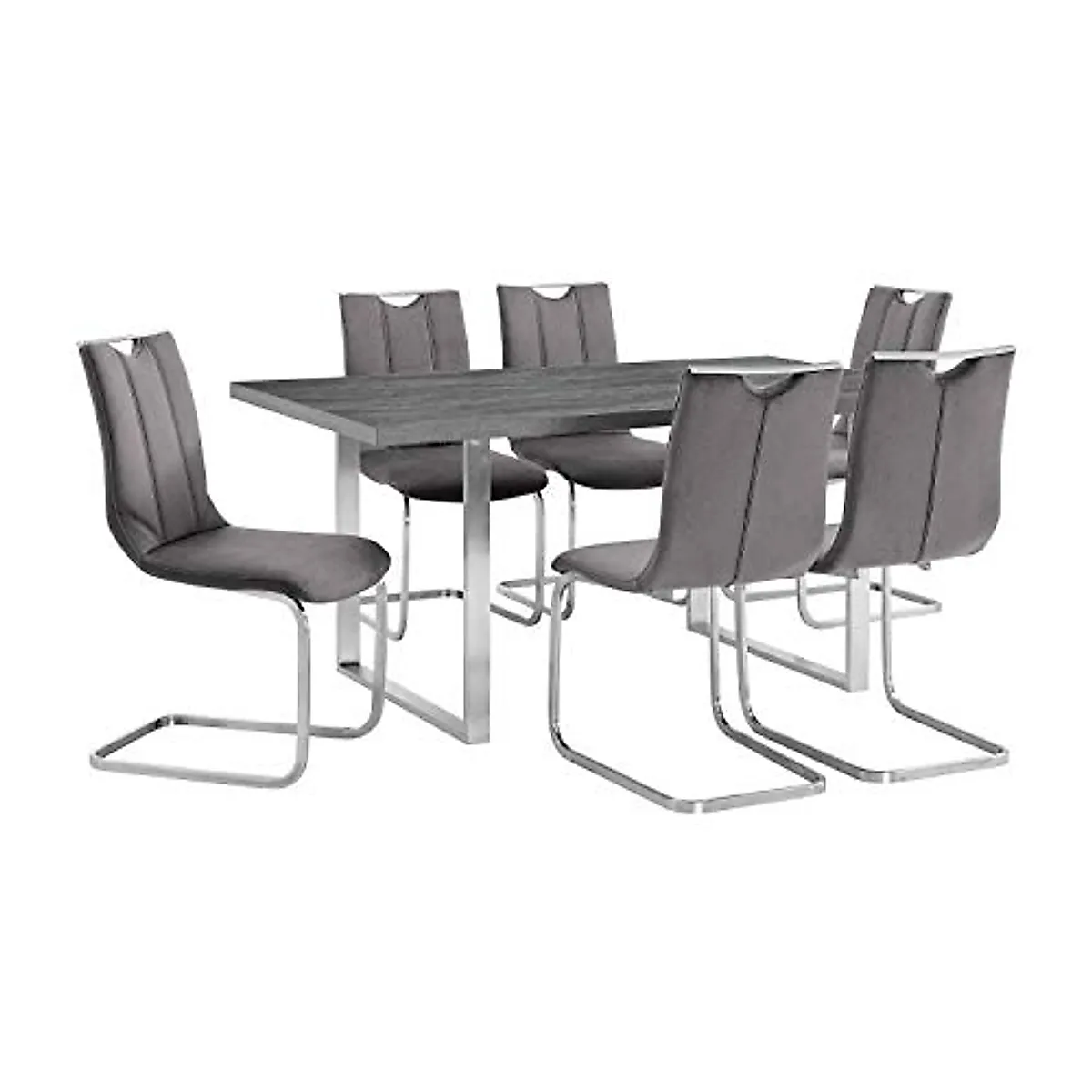Armen Living Fenton and Gray Pacific 7 Piece Modern Rectangular Dining Set