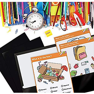 2 Pocket Glossy Laminated Black Paper Folders, Letter Size, Black Paper Portfolios by Better Office Products, Box of 25 Black Folders